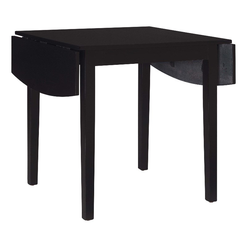 Linon Ervin Wood Square Drop Leaf Table in Black | Homesquare