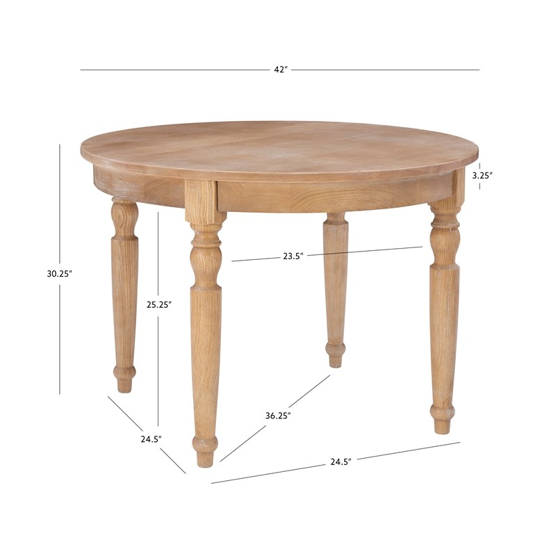 Linon Avalon Wood Round Dining Table in Light Brown | Homesquare