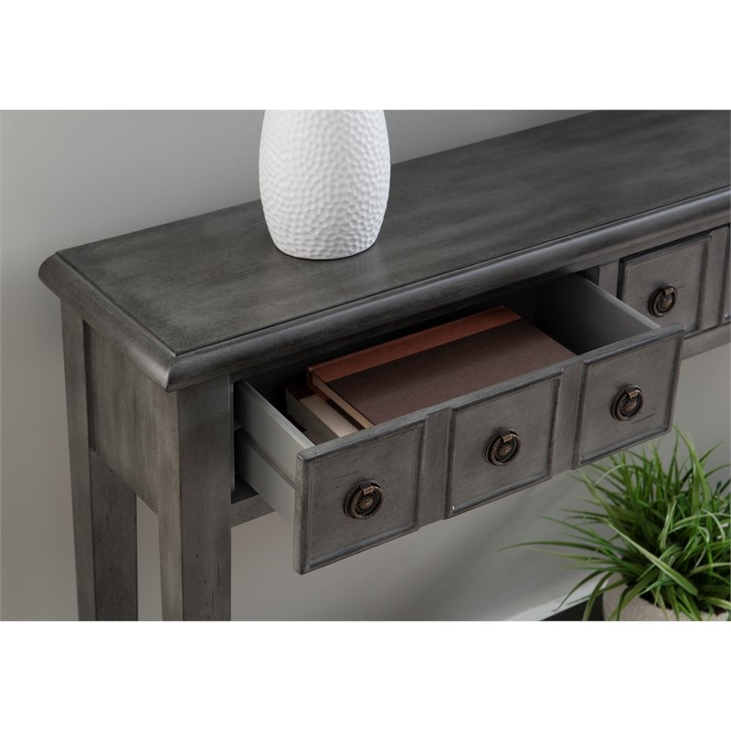 Linon Sadie Long Wood Console Table in Gray | Homesquare