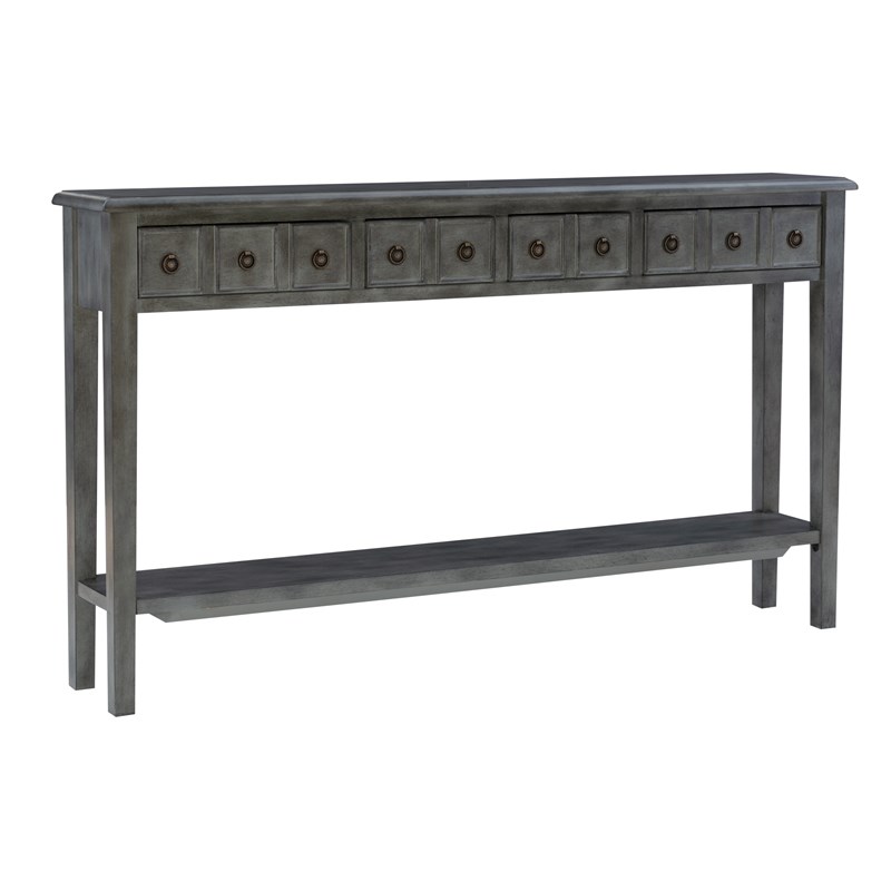 Linon Sadie Long Wood Console Table in Gray | Homesquare