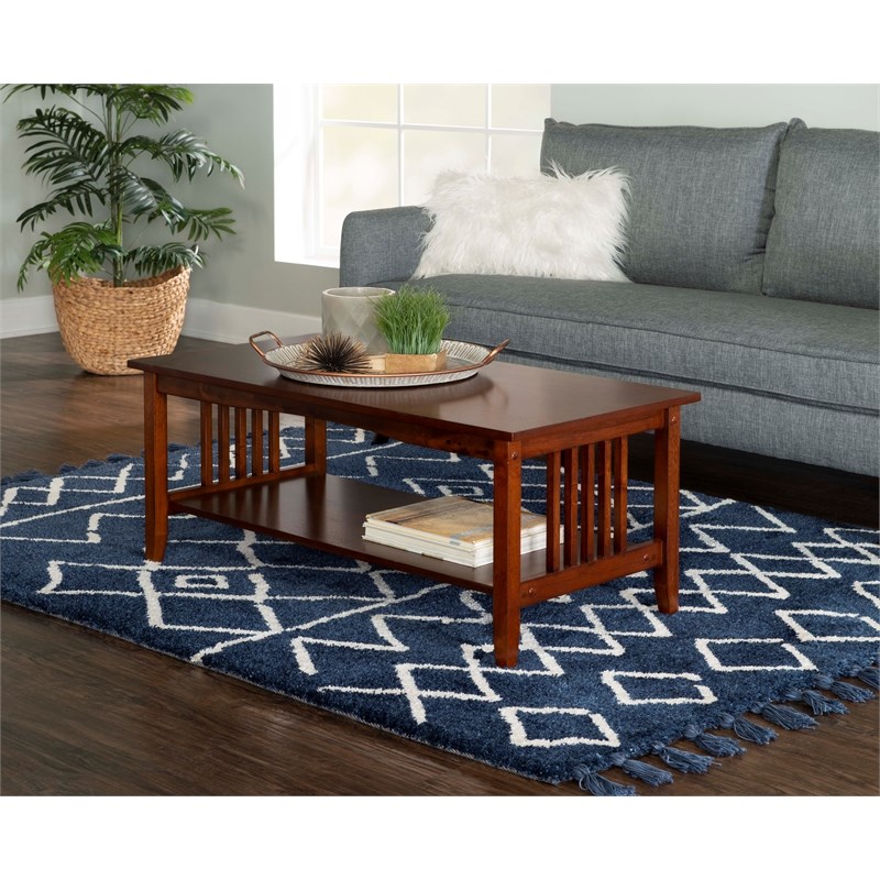 Linon Finley Wood Mission Coffee Table in Brown | Homesquare
