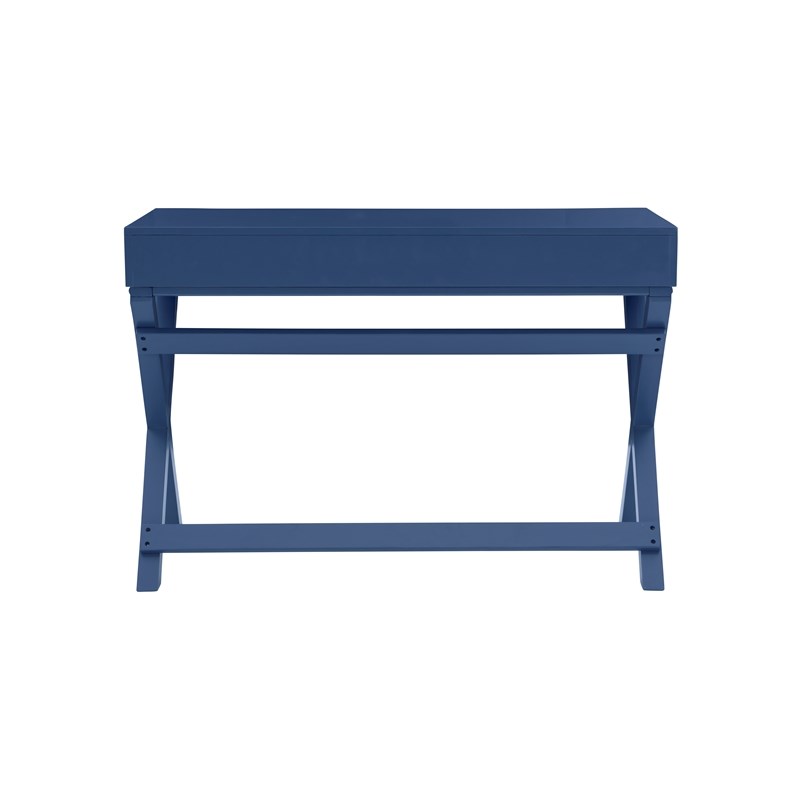 Linon Peggy Two Drawer Wood Writing Desk in Navy Blue | Homesquare