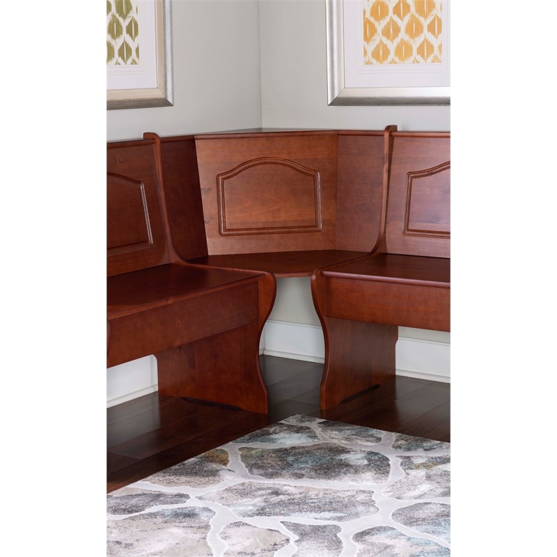 linon chelsea wood dining nook corner unit in walnut - 90366wal-01-kd-u