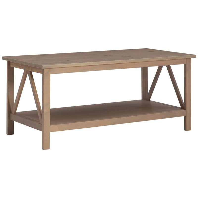 Linon Titian Wood Coffee Table in Driftwood | Homesquare