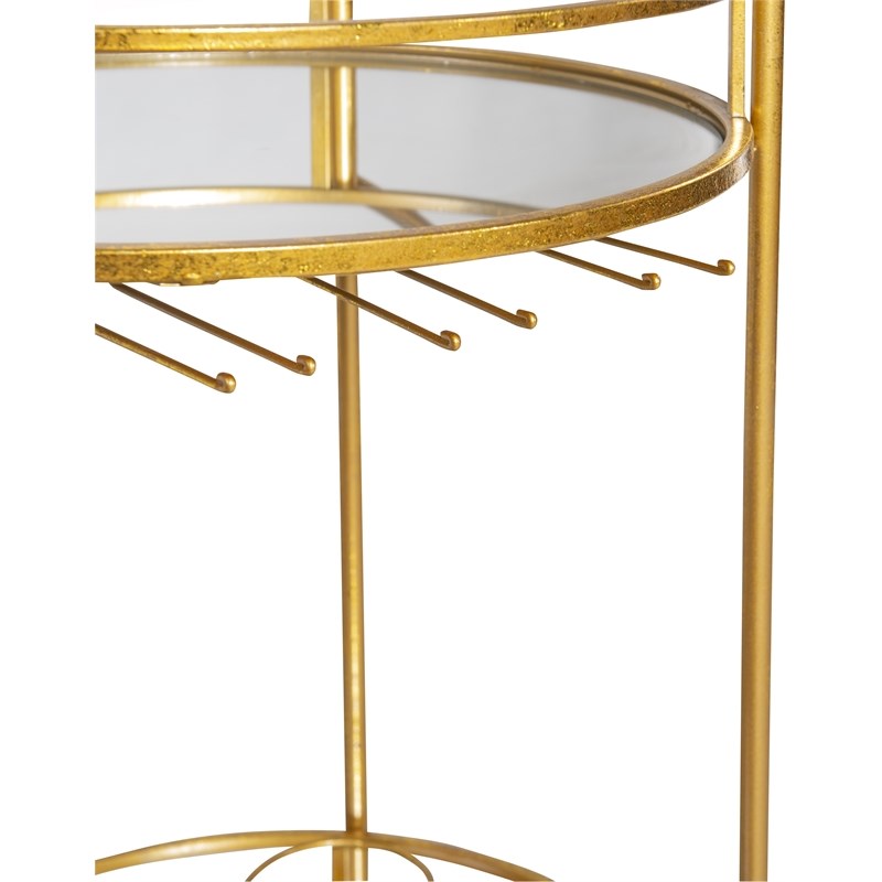 Linon Round Metal Bar Cart in Gold | Homesquare