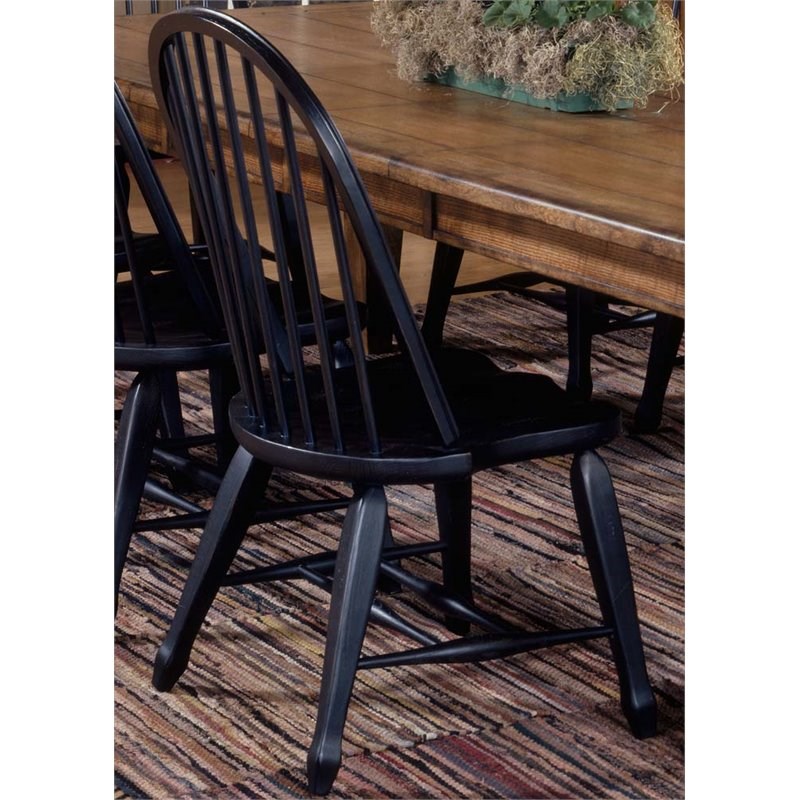 liberty furniture treasures bow back dining side chair in rustic black ...