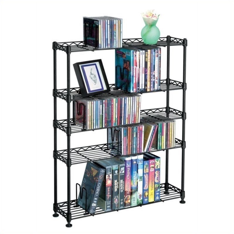Atlantic Inc 31" 5-Tier Adjustable Multimedia Storage Rack in Black ...