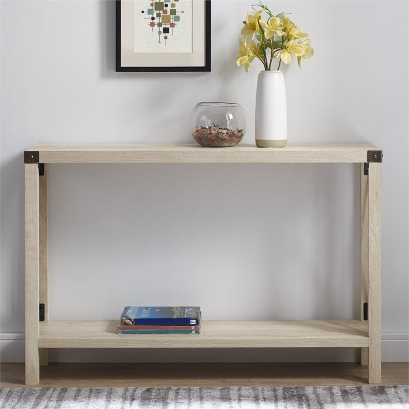 46 Metal X Entry Table in White Oak | Homesquare