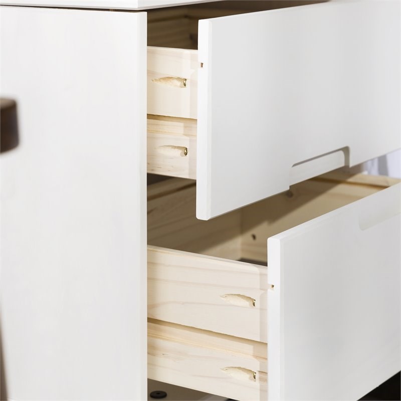 2-Drawer Groove Handle Wood Nightstand - White | Homesquare