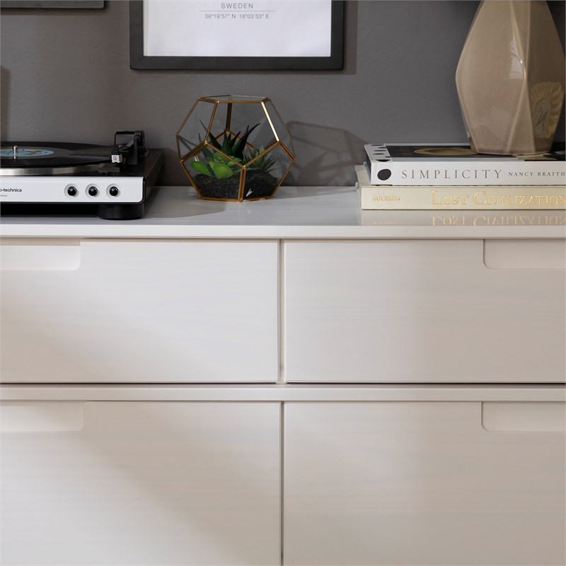6-Drawer Groove Handle Wood Dresser - White | Homesquare