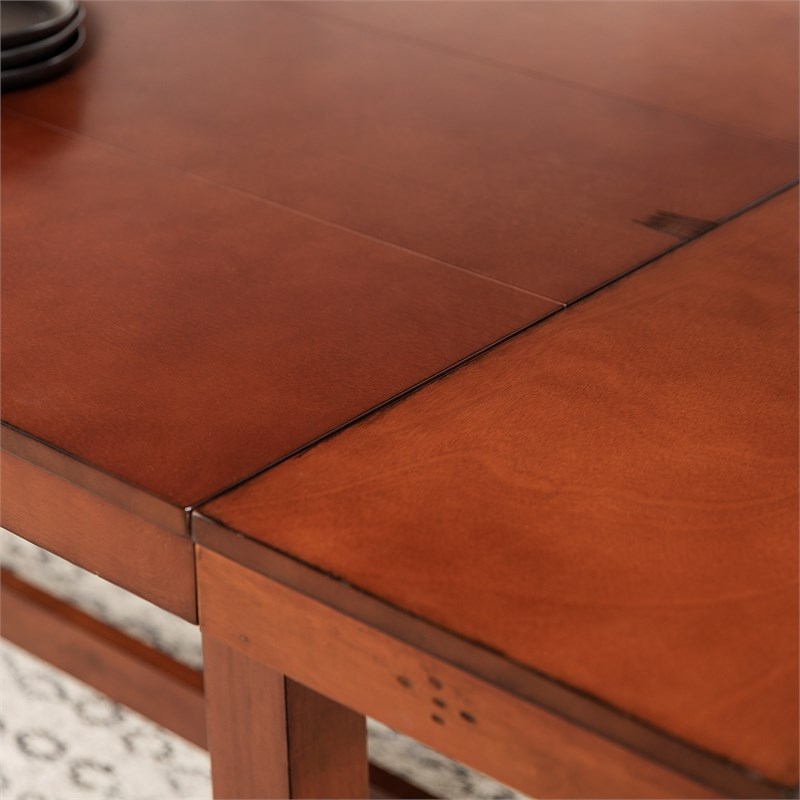 68" Drop Leaf Trestle Wood Dining Table in Dark Oak | Homesquare