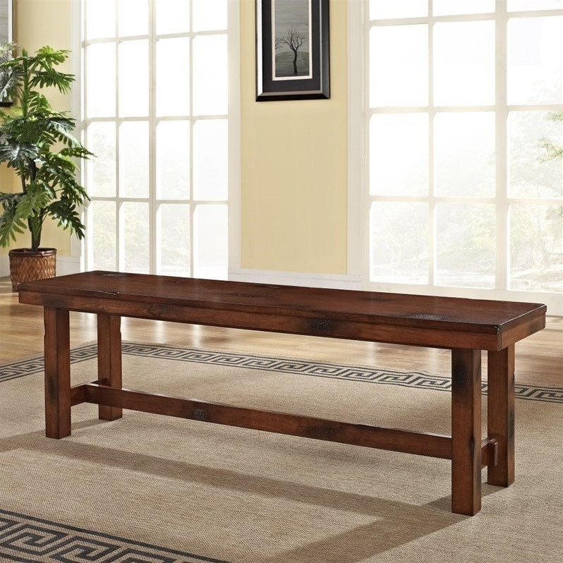 Wood Dining Bench in Dark Oak | Homesquare