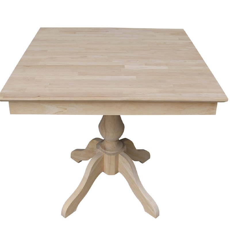 36" x 36" Natural Solid Wood Square Top Pedestal Table - 29.9" Height ...