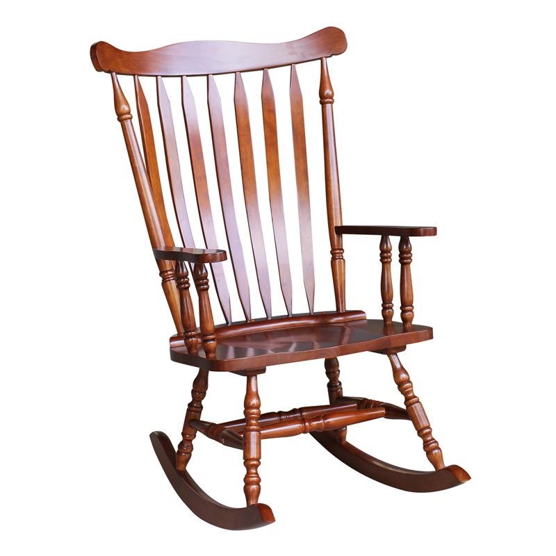 International Concepts Solid Wood Rocking Chair in Soft Cherry | Homesquare