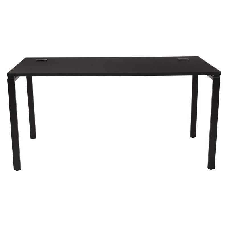 60 Inch Writing Desk with Black Laminate Top and Black Finish Metal ...
