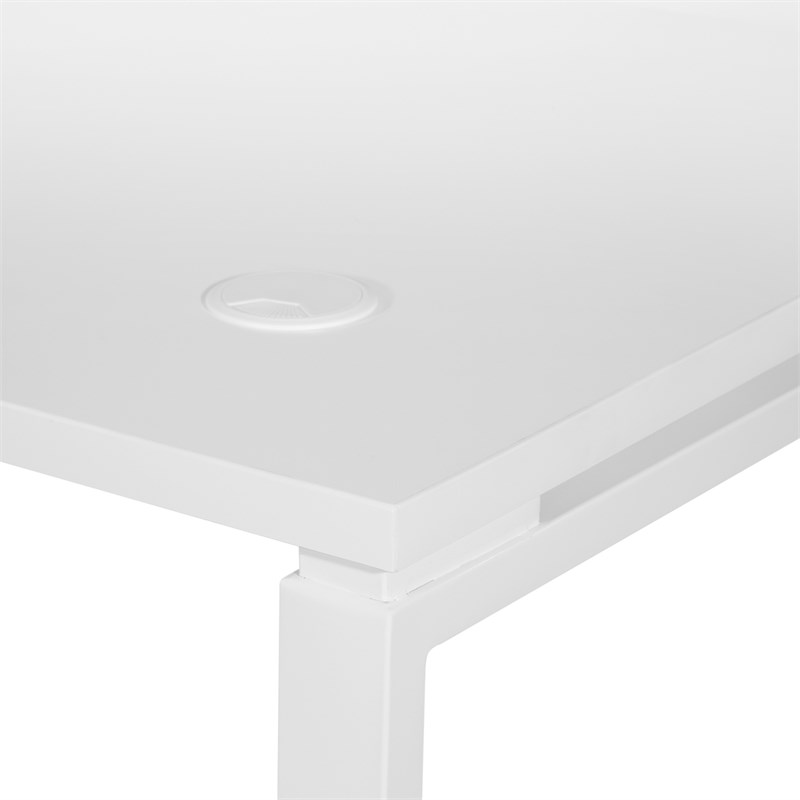 60 inch Writing Desk with White Laminate Top and White Finish Metal ...