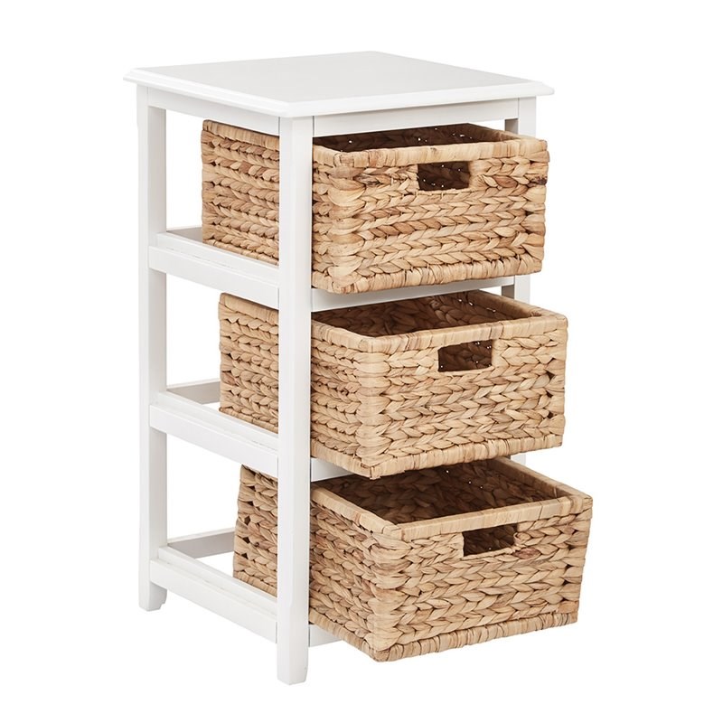 Seabrook Four-Tier Storage Unit With White Finish and Natural Brown ...