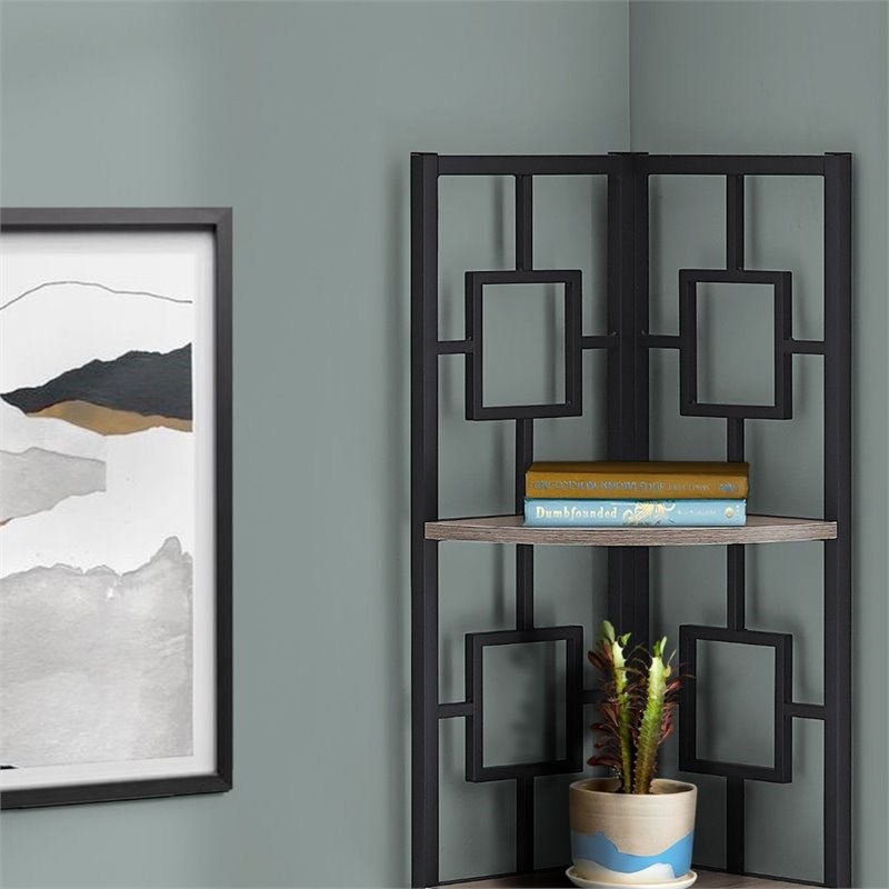 Bookshelf Etagere Corner 4 Tier 62"H Office Bedroom Metal Brown ...