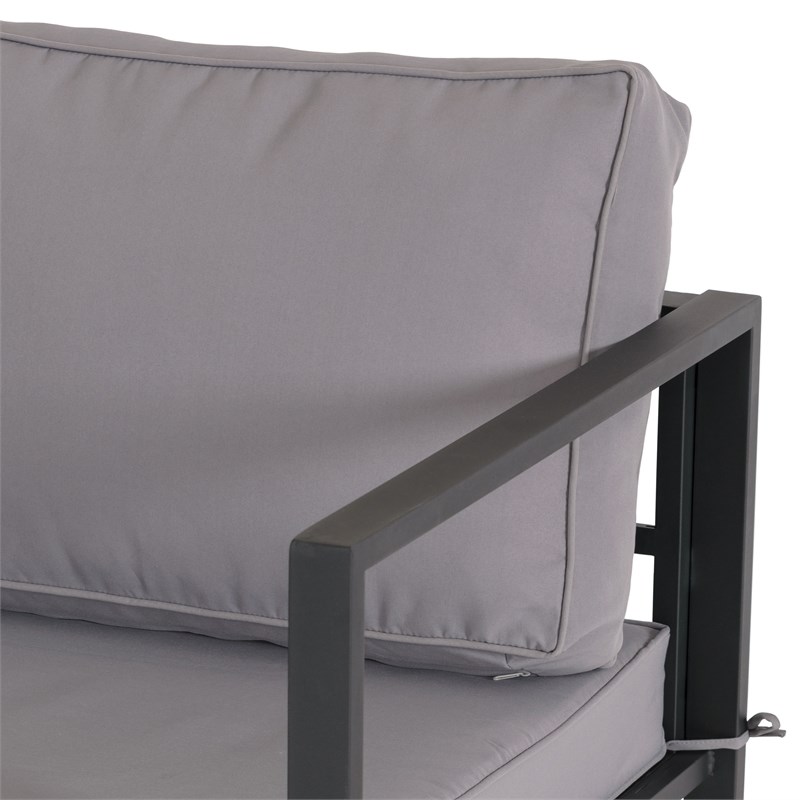 Delia 4-Piece Metal /Steel Frame Patio Set with Gray Cushions | Homesquare
