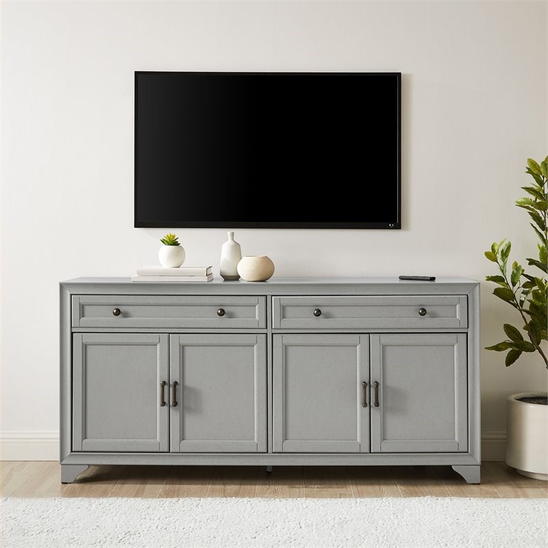 Crosley Furniture Tara Modern MDF Wood Sideboard in Distressed Gray ...