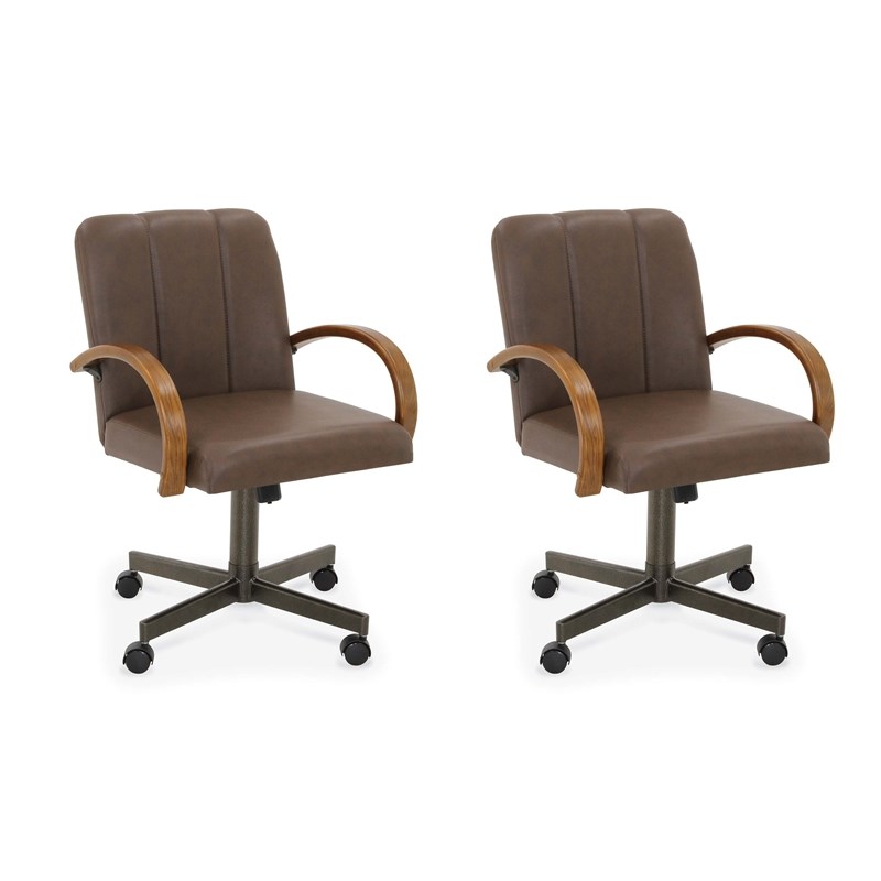 Chromcraft Douglas Swivel Dining Arm Chair In Chestnut And Bronze Set