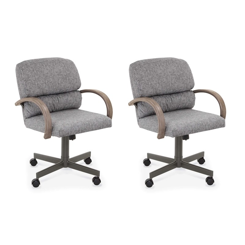 Chromcraft Douglas Swivel Dining Arm Chair In Sea Gray Set Of 2