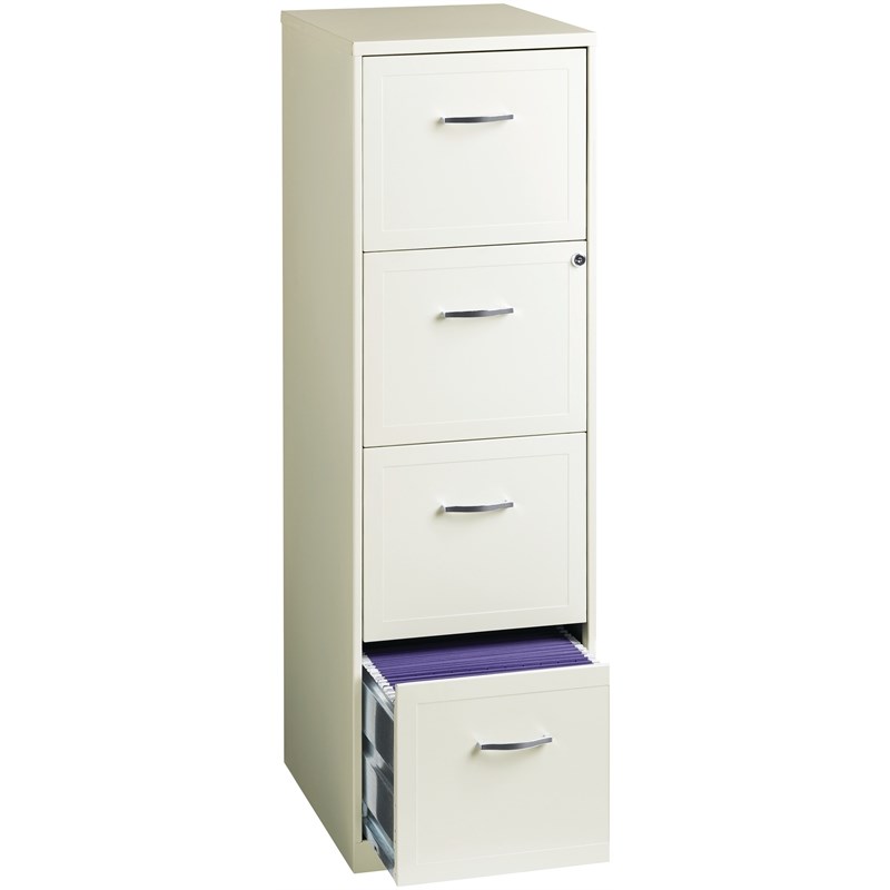 Space Solutions 18" Deep 4 Drawer Metal File Cabinet Pearl White ...