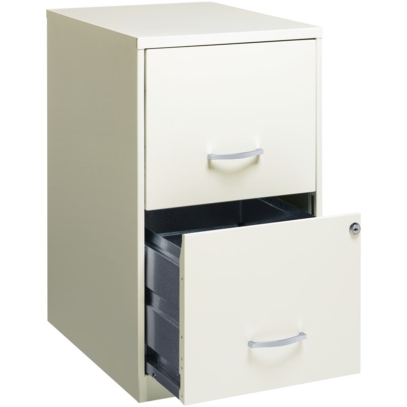 Space Solutions 18in 2 Drawer Metal File Cabinet Pearl White | Homesquare