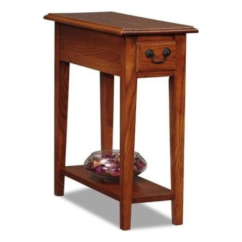 Leick Furniture Chairside End Table in Medium Oak Finish | Homesquare