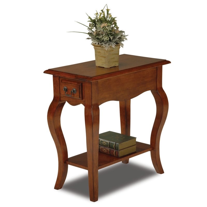 Leick Furniture Chairside End Table in Brown Cherry Finish | Homesquare