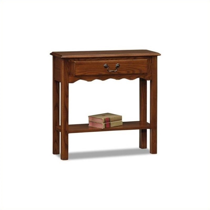 Leick Furniture Chairside End Table in Medium Oak Finish | Homesquare