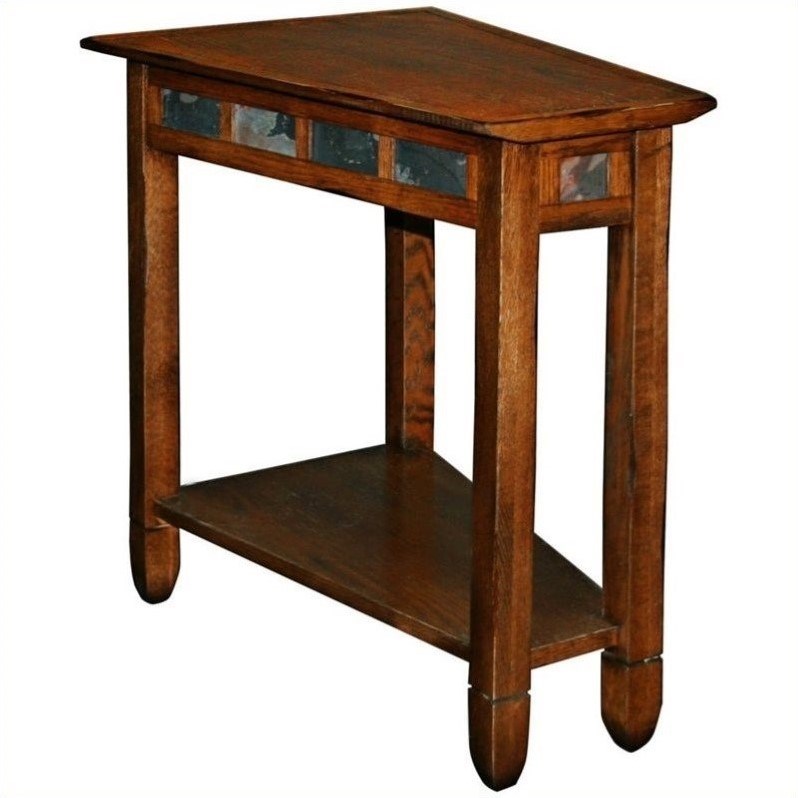 Leick Furniture Rustic Slate Recliner Wedge End Table in Rustic Oak ... Leick Furniture Rustic Slate Recliner Wedge End Table in Rustic Oak ...