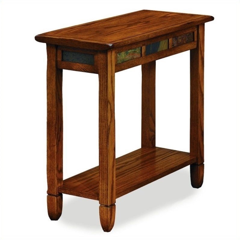 Leick Furniture Rustic Slate Chairside Small End Table in Rustic Oak ... Leick Furniture Rustic Slate Chairside Small End Table in Rustic Oak ...