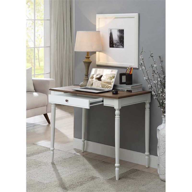 Convenience Concepts French Country Desk in Driftwood and White Wood ...