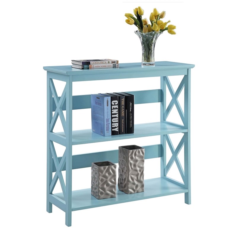 Convenience Concepts Oxford Three-Tier Bookcase in Mint Green Wood ...