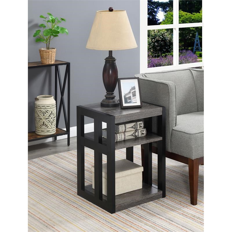 convenience concepts monterey three-tier end table in gray wood finish ...