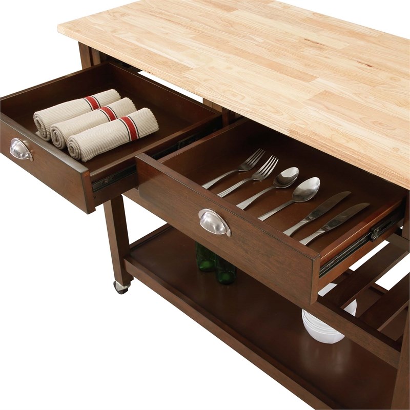 American Heritage Three-Tier Butcher Block Kitchen Cart in Espresso ...