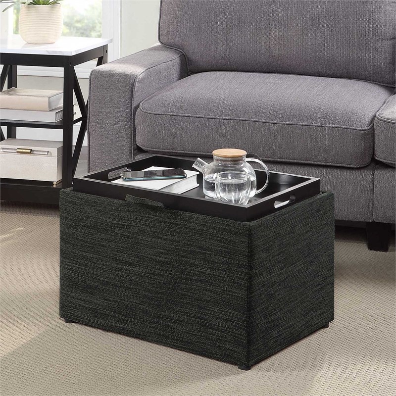 Designs4Comfort Accent Storage Ottoman with Reversible Tray in Gray ...