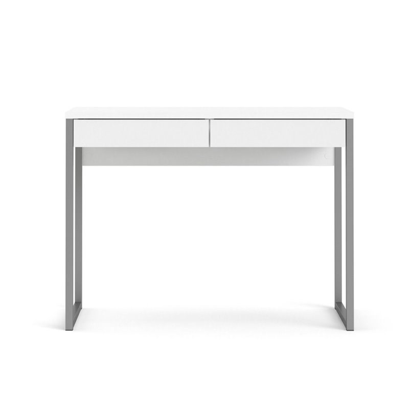 Tvilum Walker 2 Drawer Computer Home Office Desk in White High Gloss ...