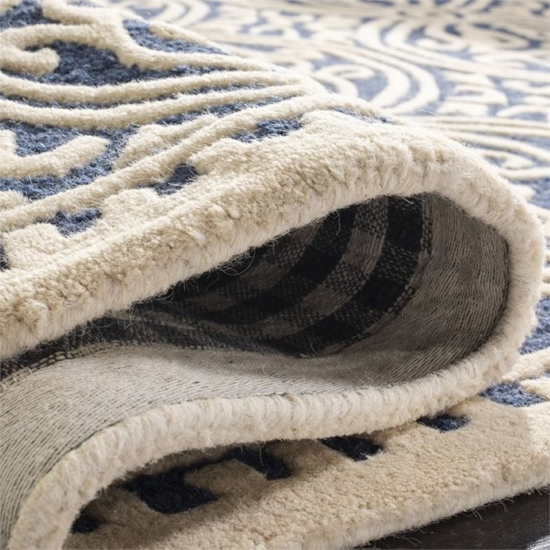 Safavieh Cambridge 6' x 9' in Hand Tufted Wool Rug in Navy Blue and ...