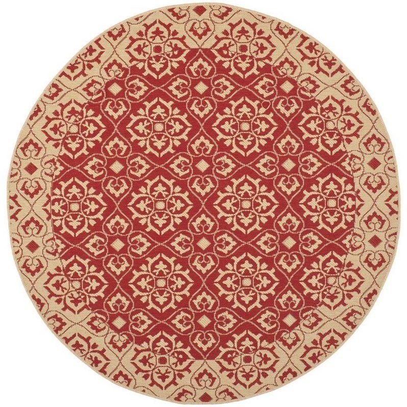 Safavieh Courtyard Red Indoor Outdoor Rug - Round 7'10" | Homesquare