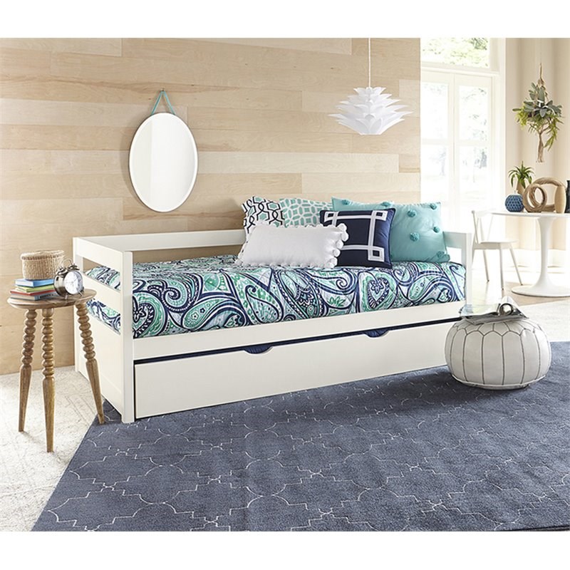 ne kids caspain daybed with trundle in white - 2179-010