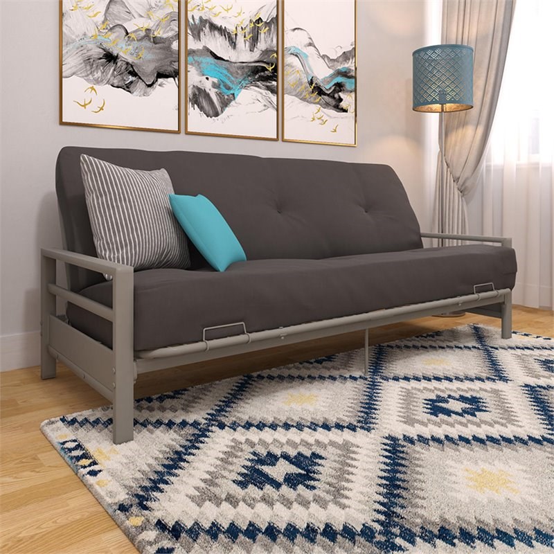 dhp mabel metal futon frame in silver - de69002