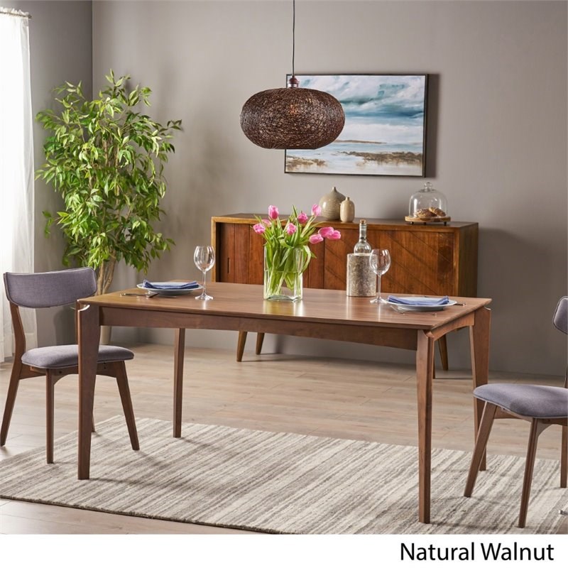 Noble House Wren Rubberwood Dining Table in Natural Walnut | Homesquare