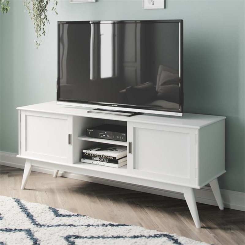 Simpli Home Draper Solid Hardood 60 " Mid-Century Modern TV Media Stand ...