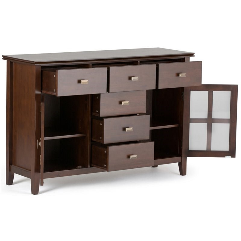 Simpli Home Artisan Wood 54" Transitional Sideboard Buffet Credenza in ...
