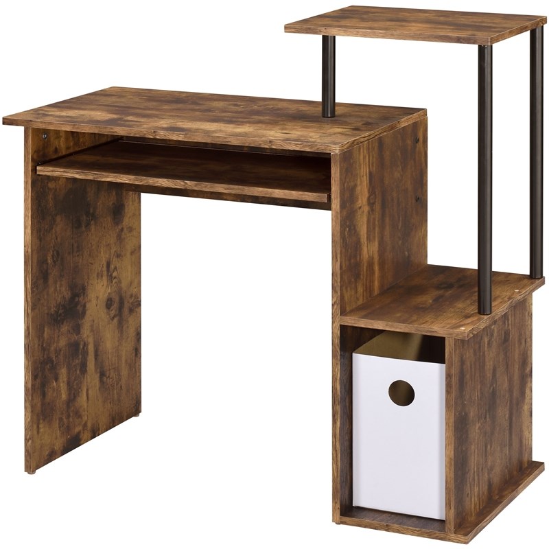 ACME Lyphre Wooden Top Computer Desk in Weathered Oak and Black ...
