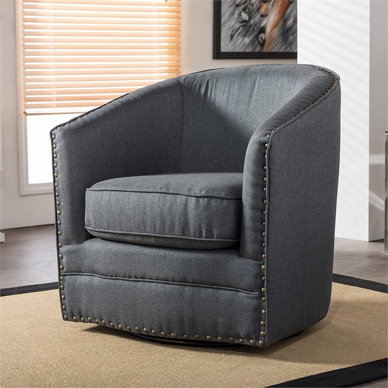 Baxton Studio Porter Swivel Accent Chair in Gray | Homesquare