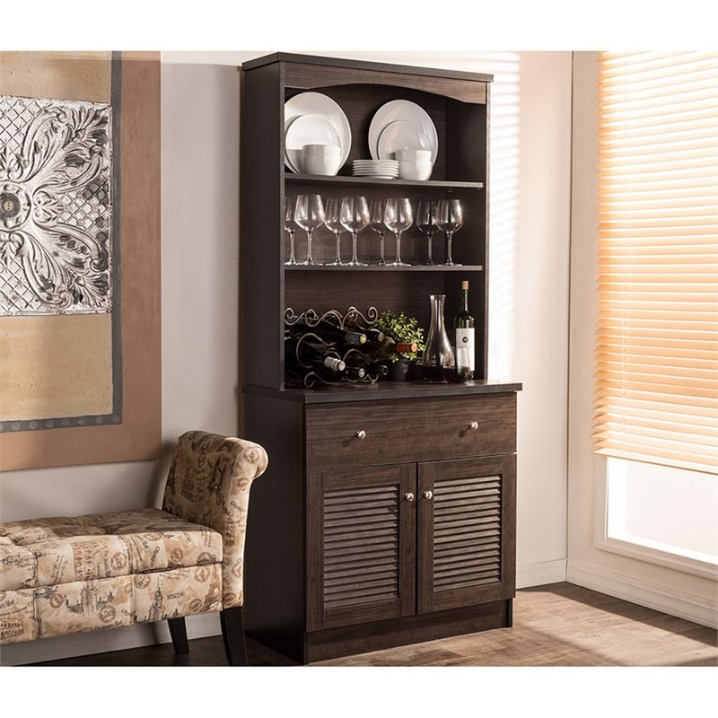 Baxton Studio Agni China Cabinet in Dark Brown | Homesquare