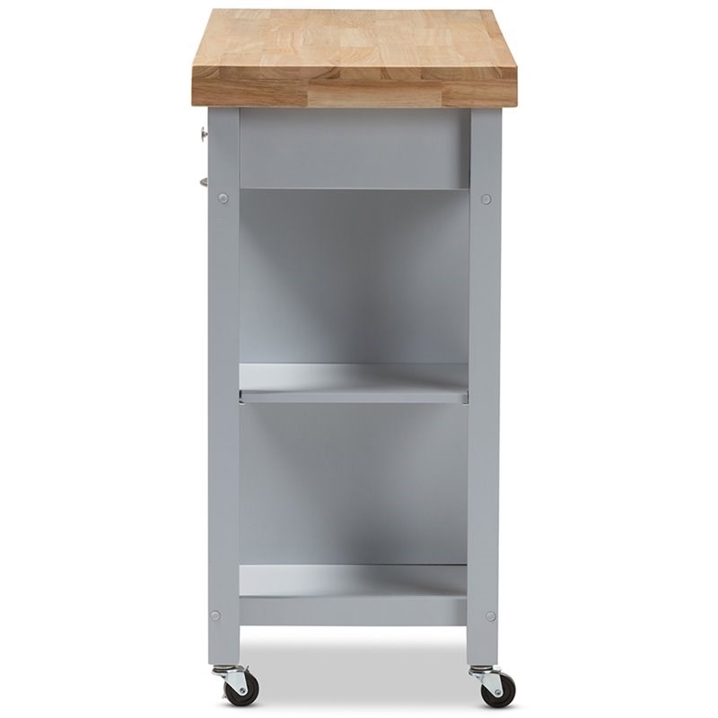 Baxton Studio Hayward Kitchen Cart in Light Gray | Homesquare